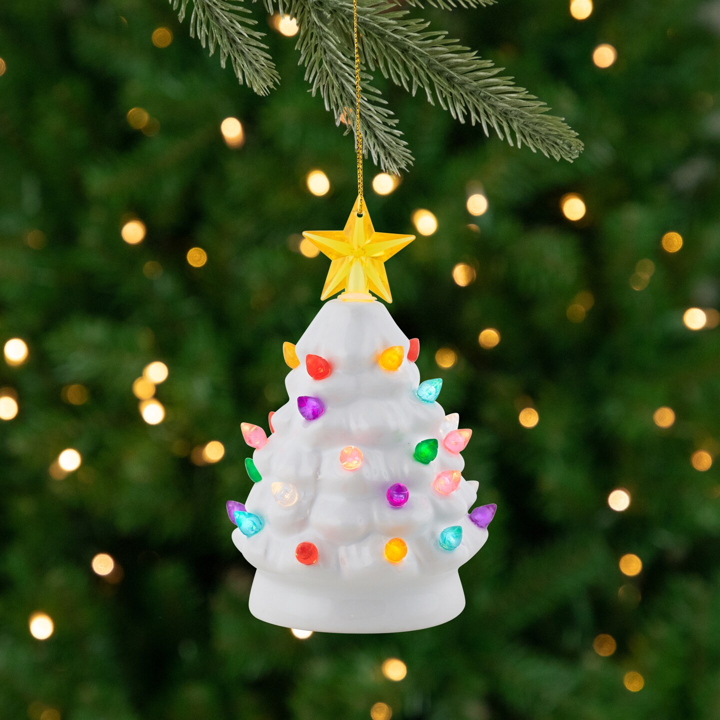 Northlight Mini LED Lighted Retro Christmas Tree with Gold Star ...