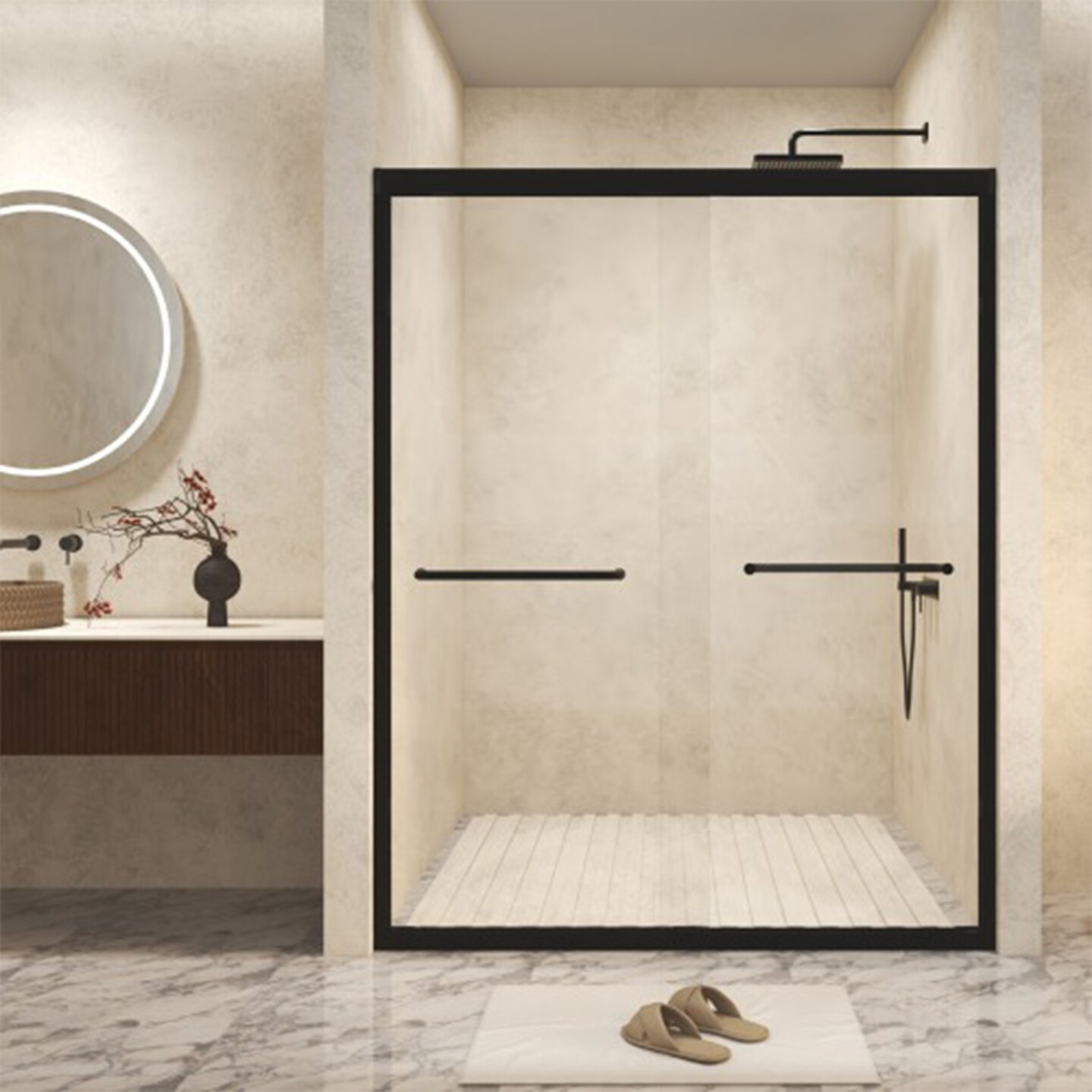 48" x 72" Sliding Shower Door Aluminum Frame 6mm Tempered Glass Safety ...