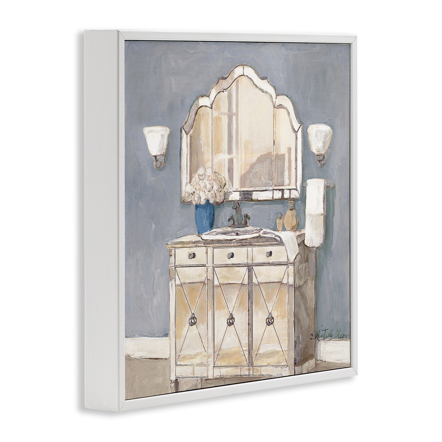 Stupell Industries Traditional Bathroom Sink & Mirror Framed Giclee ...