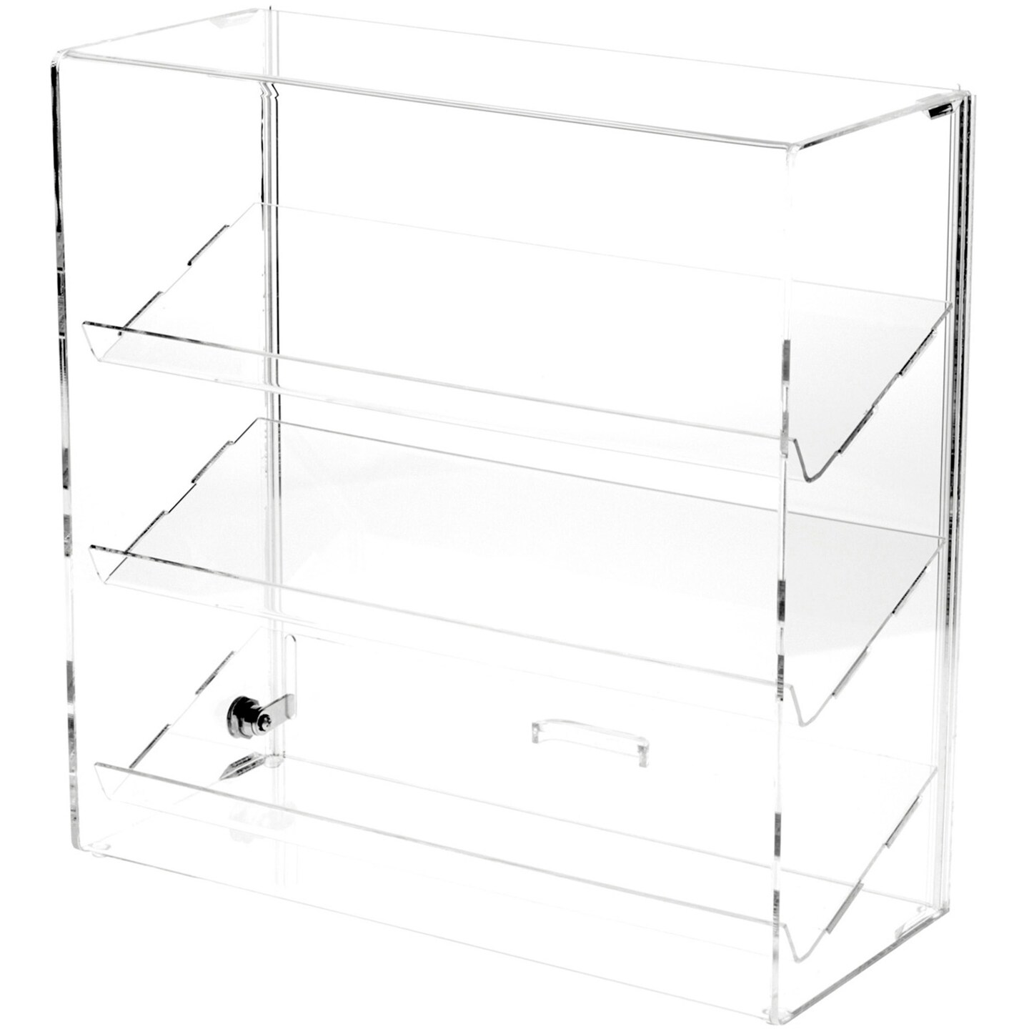 Plymor Clear Acrylic Locking Display Case with Sliding Back, 3 Angled ...