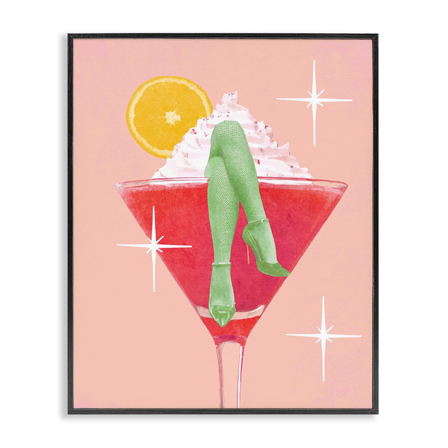 Stupell Industries Cocktail With Glamour Legs Framed Giclee By Lil' Rue ...