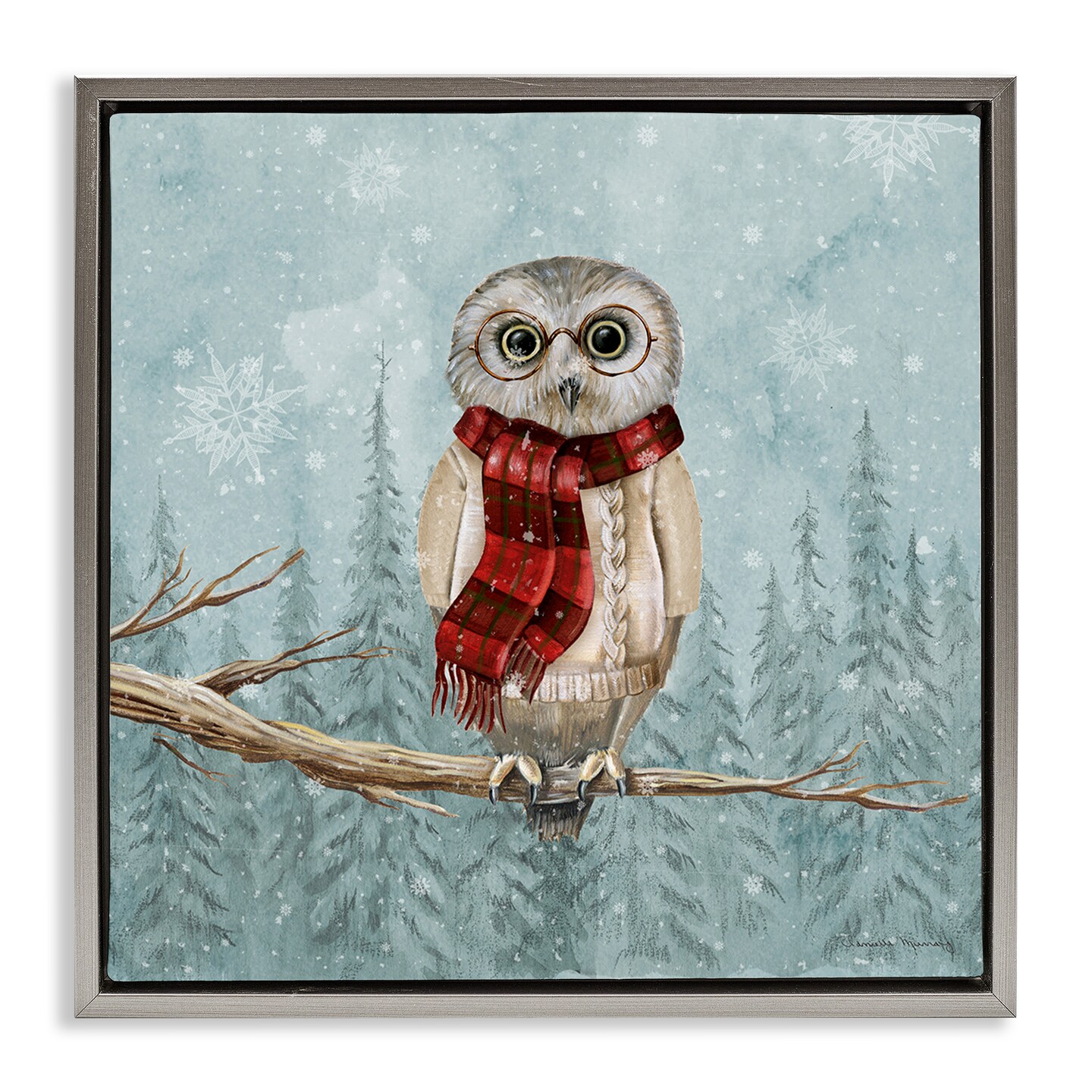 Stupell Industries Winter Woodland Owl Floating Frame By Danielle ...