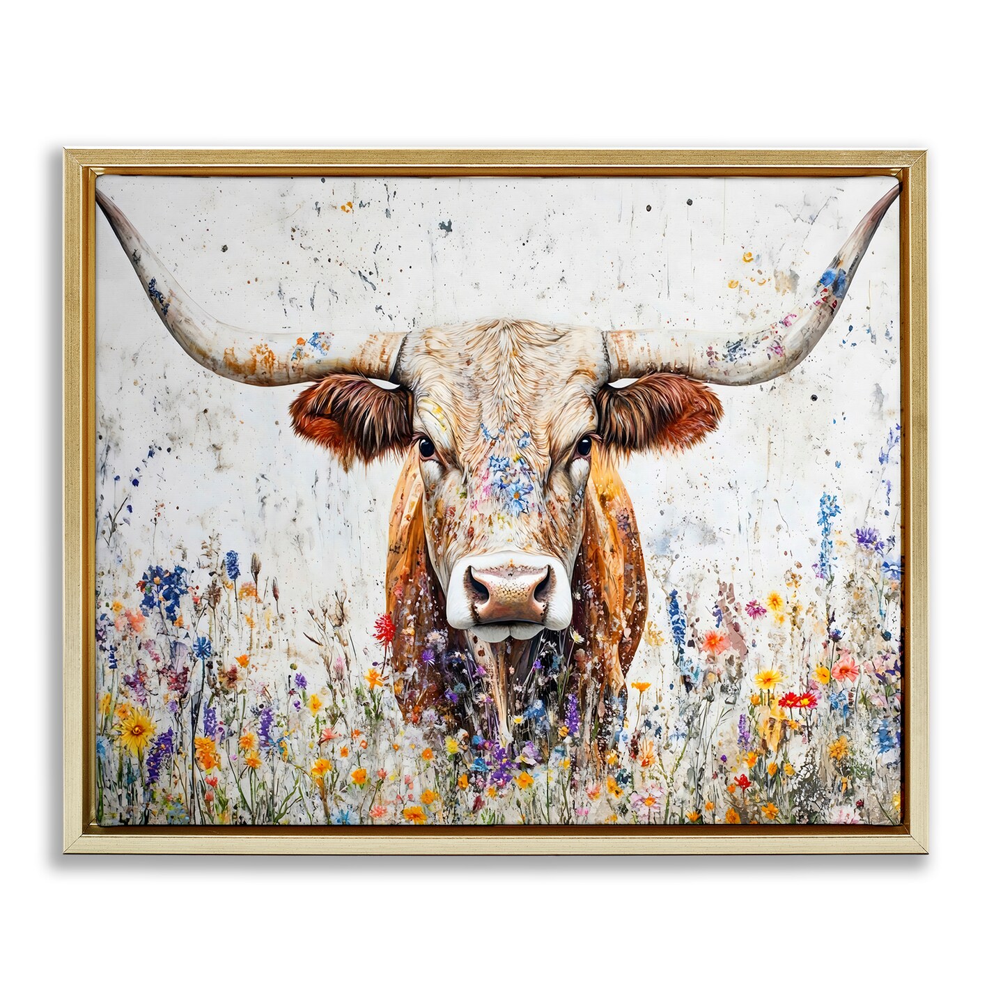 Stupell Industries Texas Longhorn Speckled Flowers Floating Frame By Franklyn Gregory | Michaels
