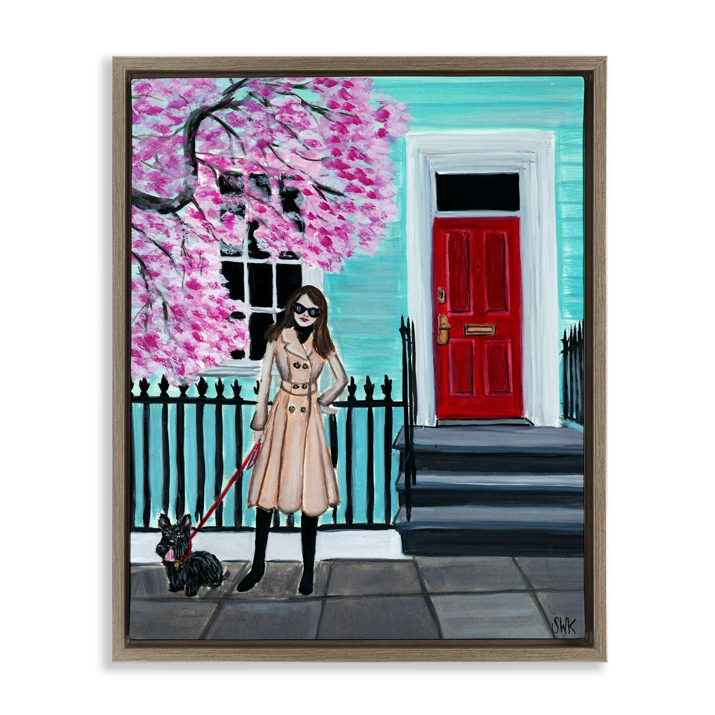 Stupell Industries Fashion Week Girl with Dog Floating Frame By Sarah ...