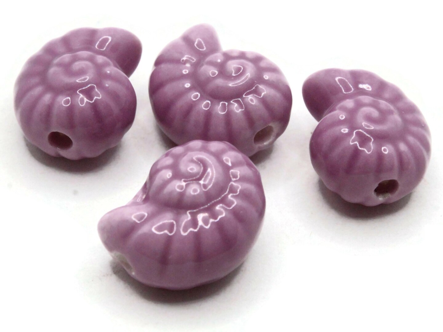 4 14mm Purple Porcelain Spiral Seashell Beads | Michaels