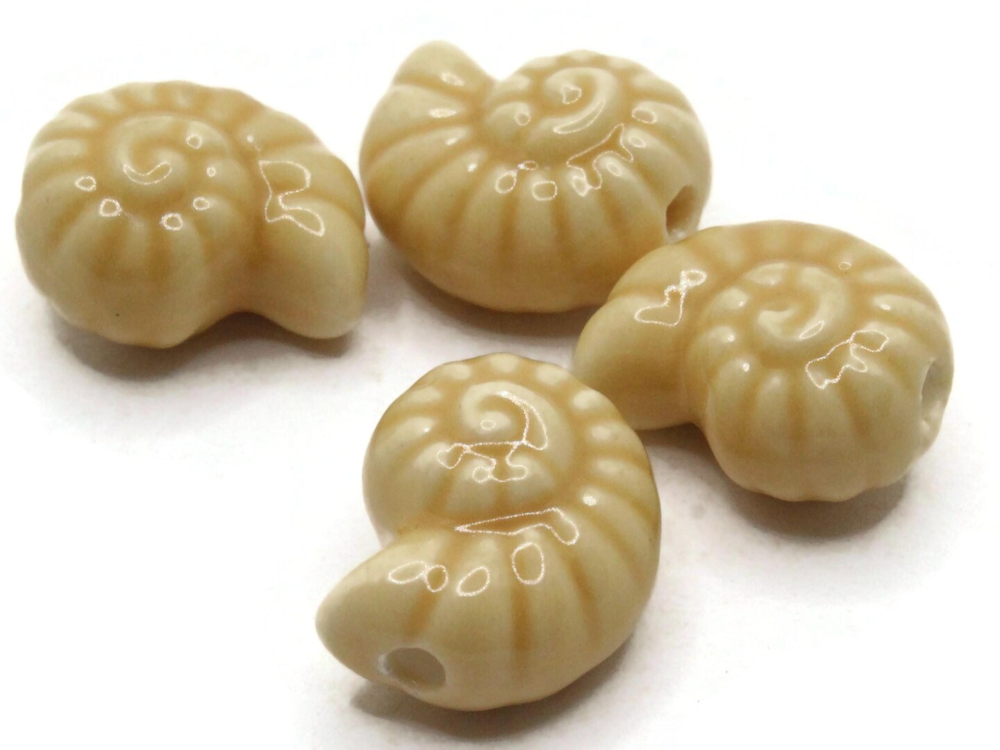 4 14mm Light Brown Porcelain Spiral Seashell Beads | Michaels