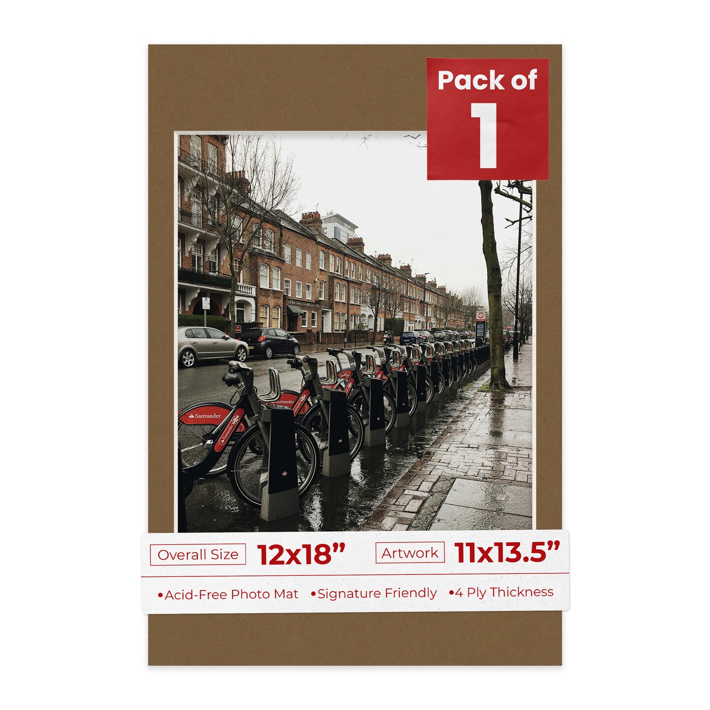 Aged Oak Brown Mat Board for 12x18 Frames - Fits 11x13.5 Photos, Color ...