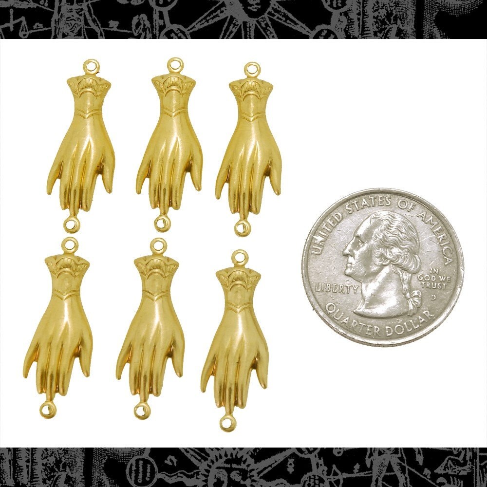 Raw Brass Hand Connectors - Set of Six - B-2C15 | Michaels