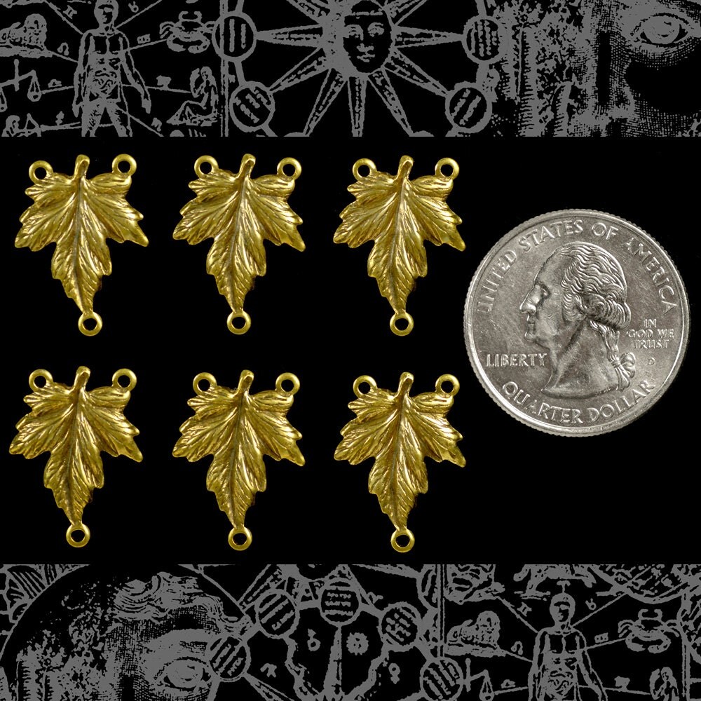 Antiqued Brass Maple Leaf Three Way Connectors - Set of Six - AB-3C18 | Michaels