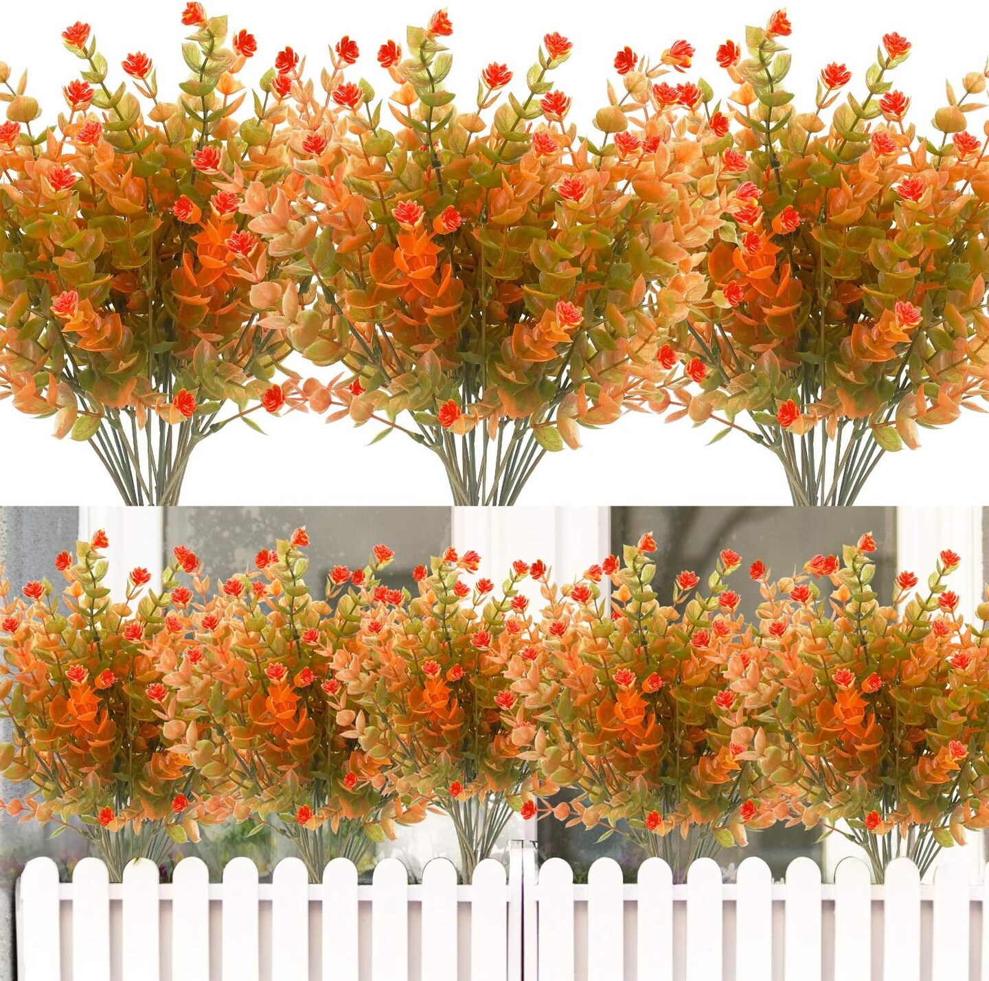 12 Bundles Fall Artificial Flowers Outdoor UV Resistant Fake Fall ...