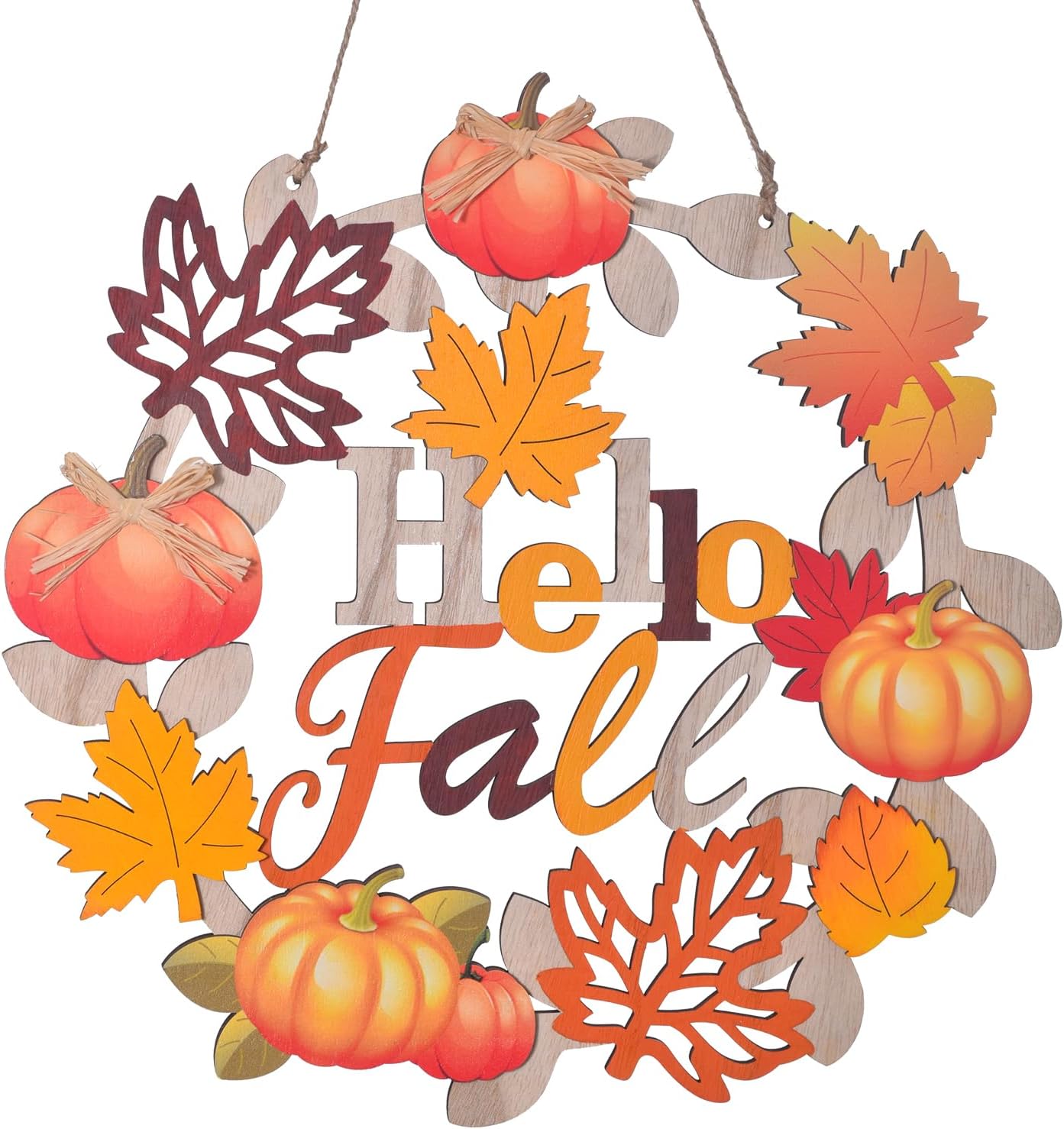 Maple Leaf Fall Door Sign Ornament, Wood Farmhouse Pumpkin Door Decor ...