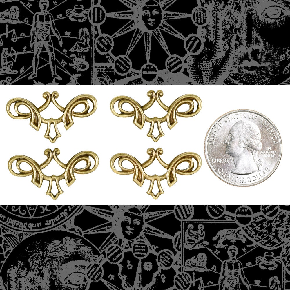 Antiqued Brass Art Deco Keyhole Three Way Connectors - Set of Four - AB ...