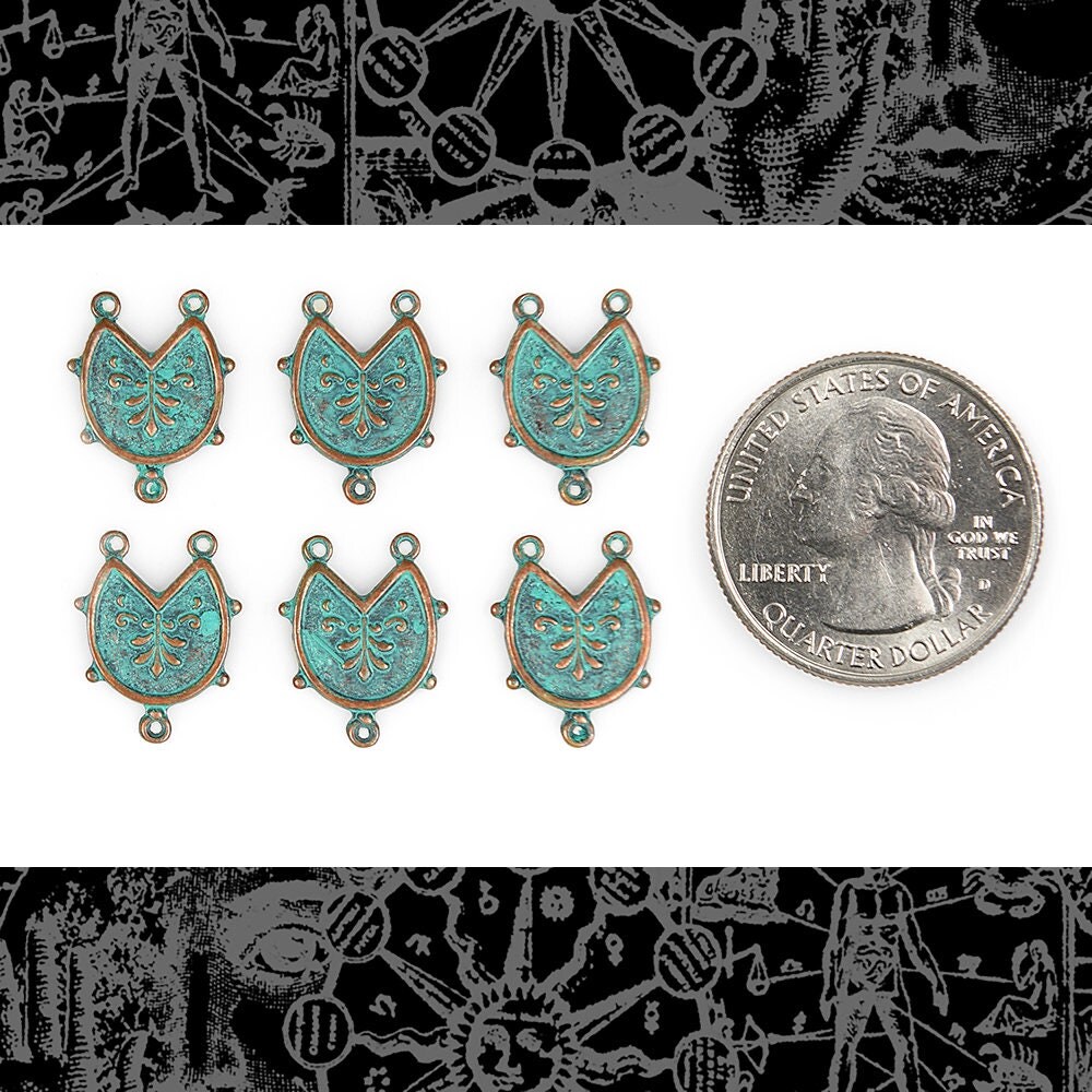 Verdigris Finished Brass Art Deco U Shaped Three Way Connectors - Set ...