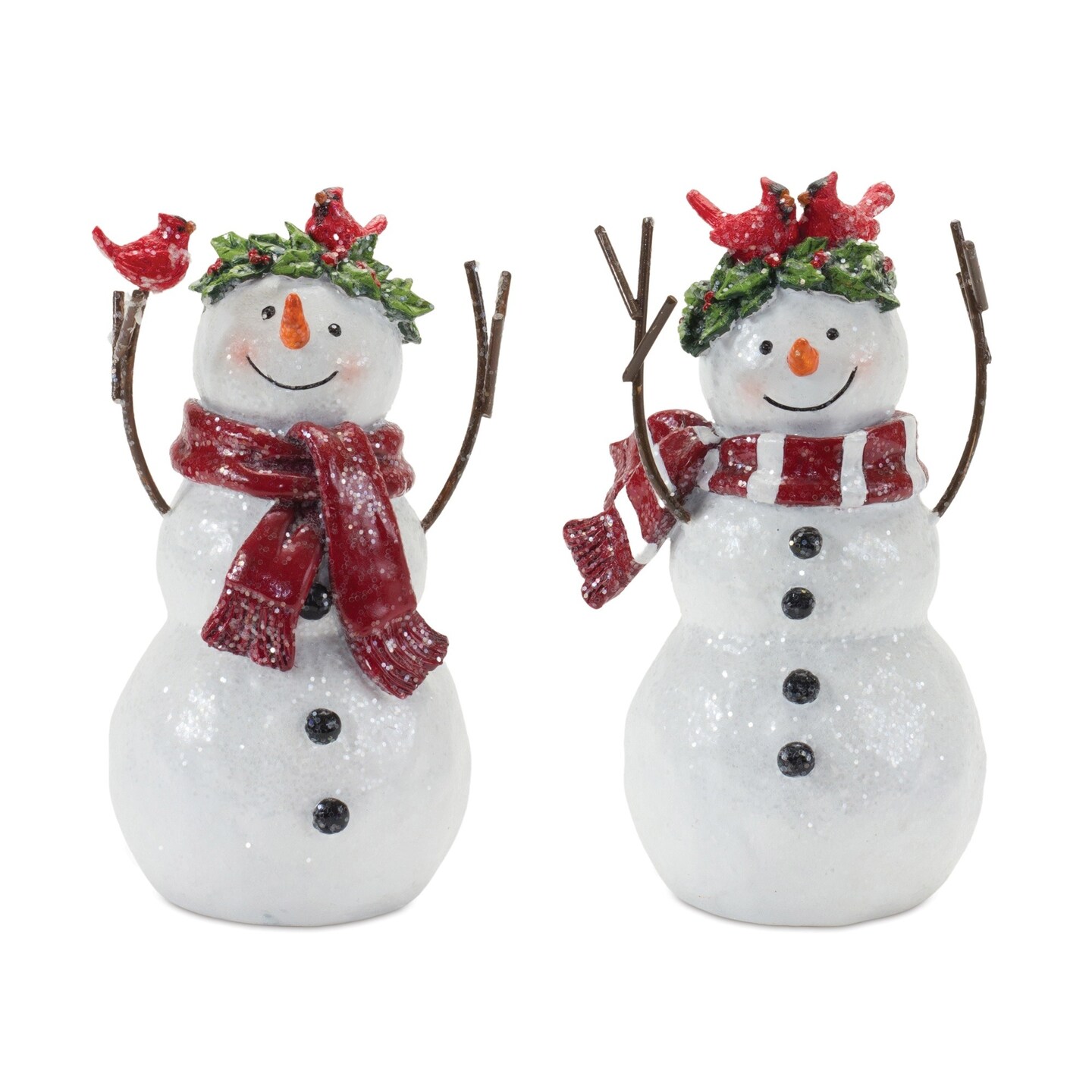 Melrose Set of 2 Snowman with Cardinal Christmas Tabletop Figurines 7 ...