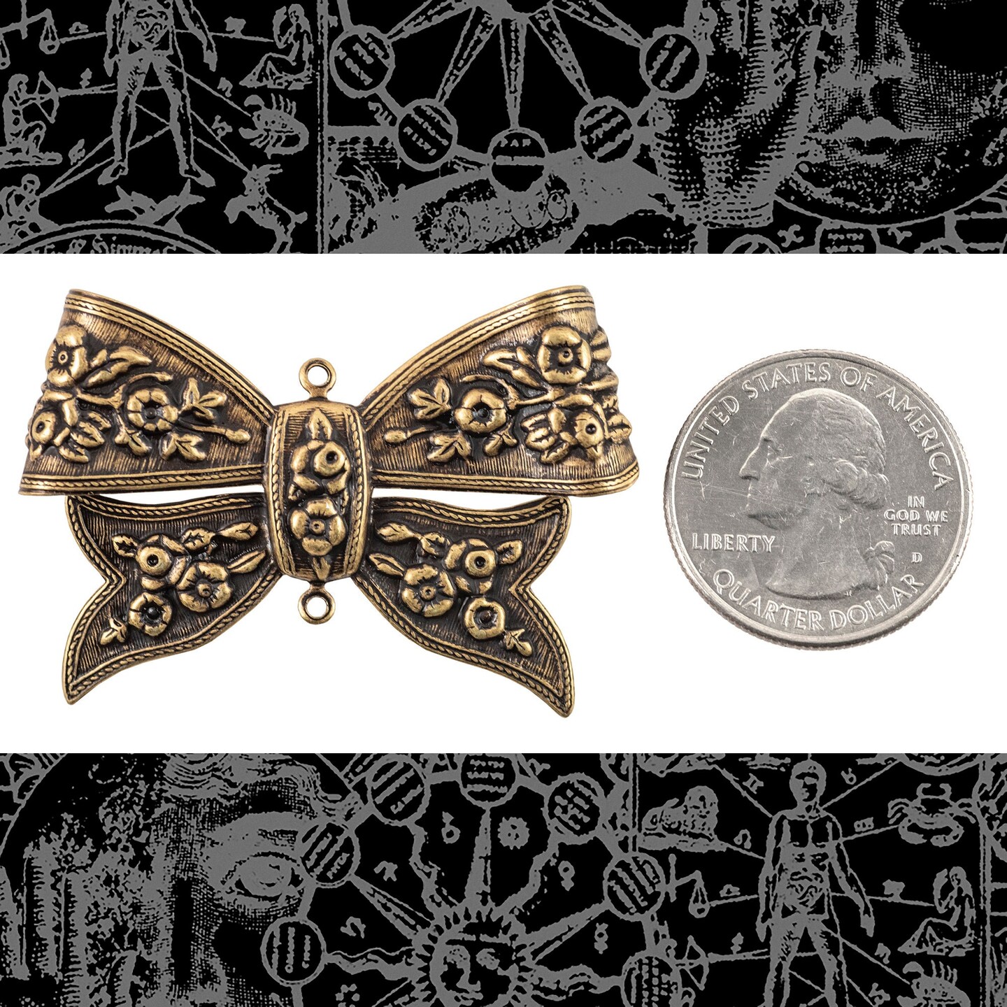 Antiqued Brass Bow Connector Pendant - One - AB-P35 | Michaels