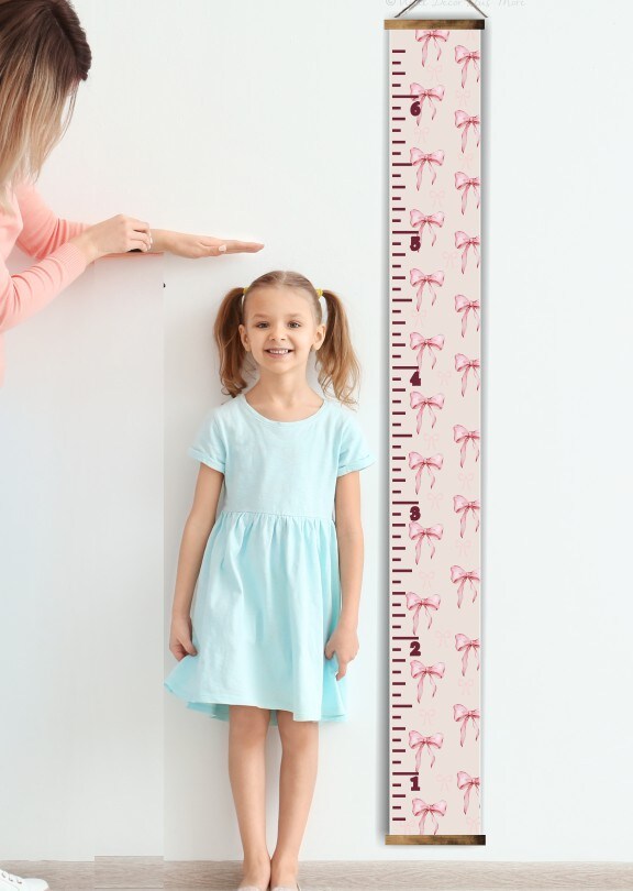 Ribbons Bows Canvas Growth Chart Personalized Kids Height Ruler with ...