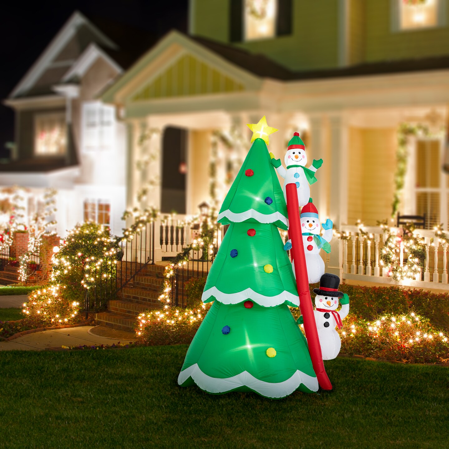 8FT Lighted Inflatable Xmas Snowman Climbing Up Tree Décor | Michaels