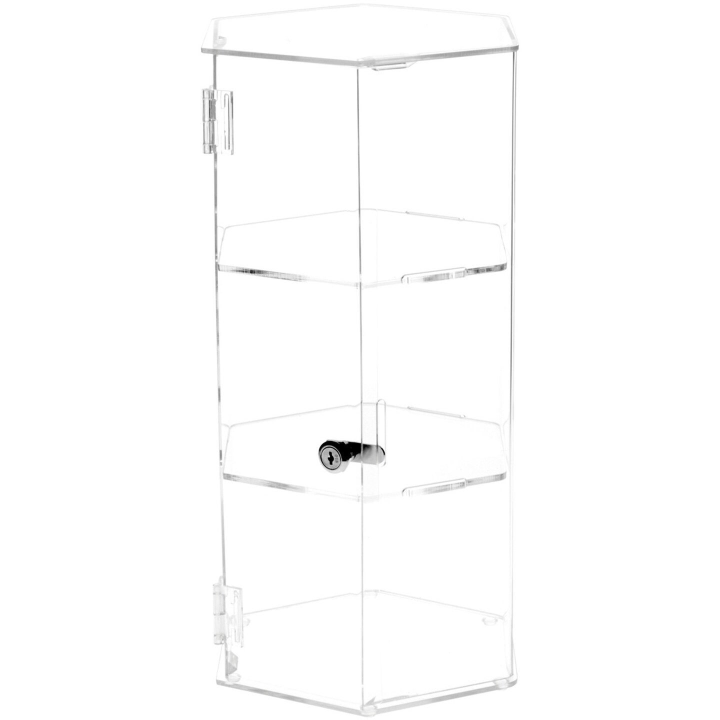 Plymor Clear Acrylic Hexagonal Locking Display Case, 2 Shelves | Michaels