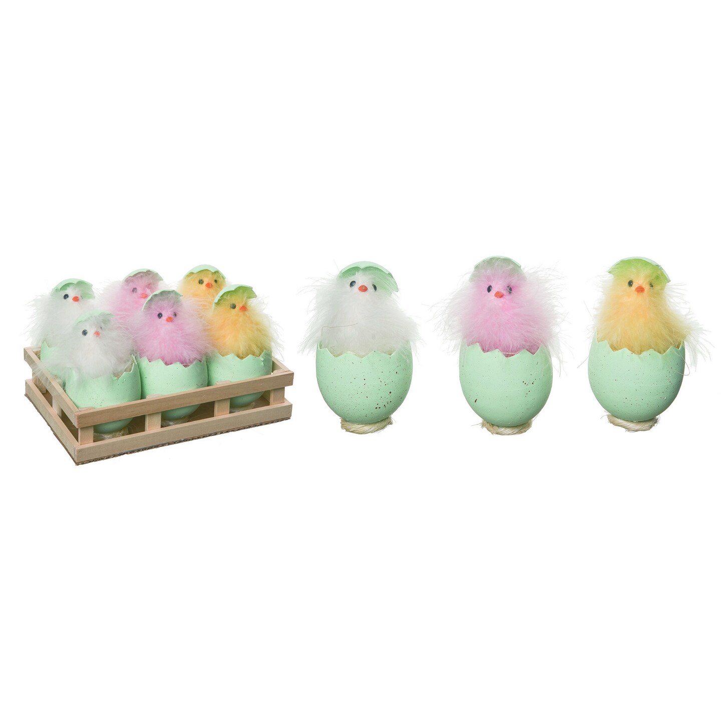 Transpac Foam 9 in. Multicolor Easter Hatching Chicks In Display Set of ...