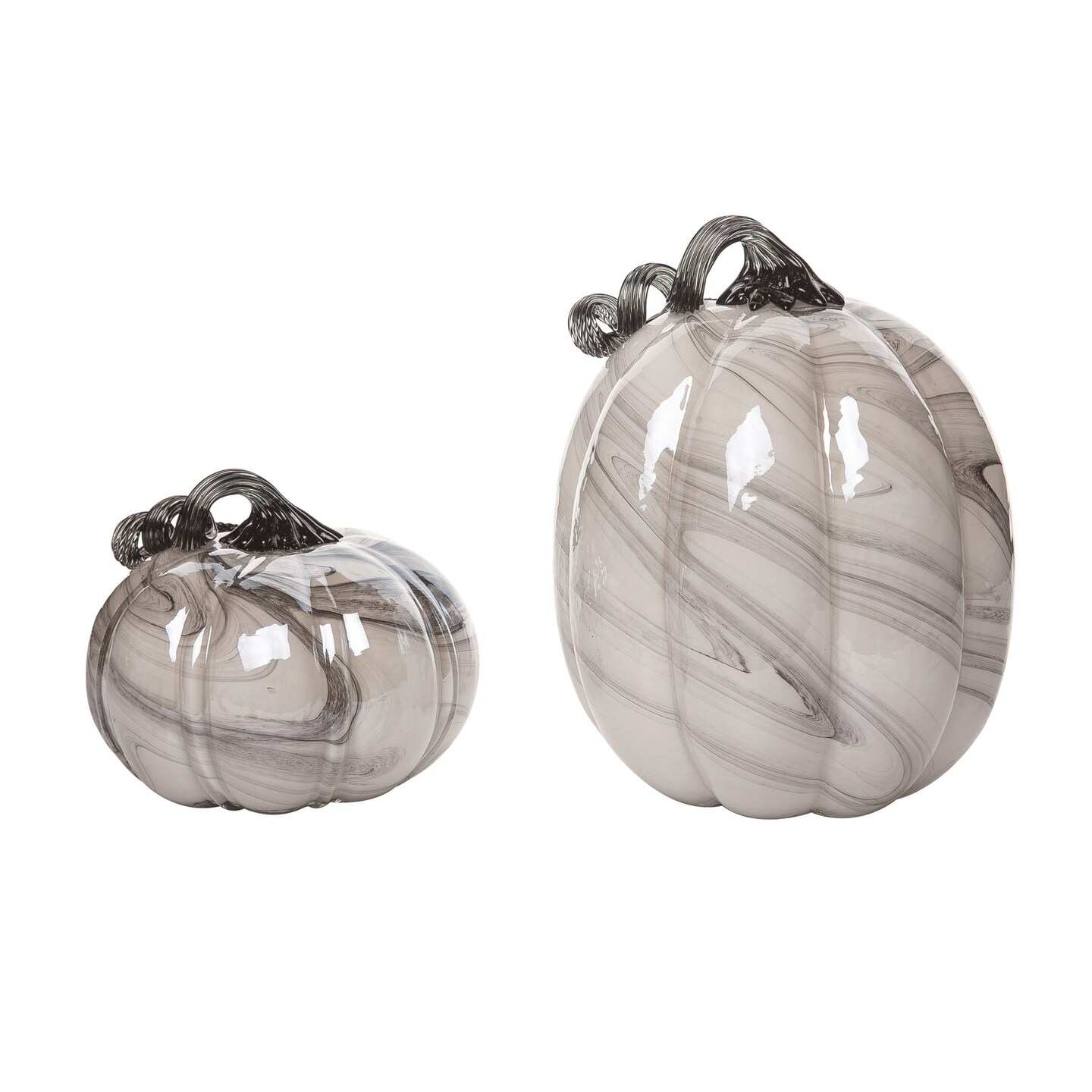 Gray Glass Halloween Pumpkins Set of 2 Decorative Figurines | Michaels