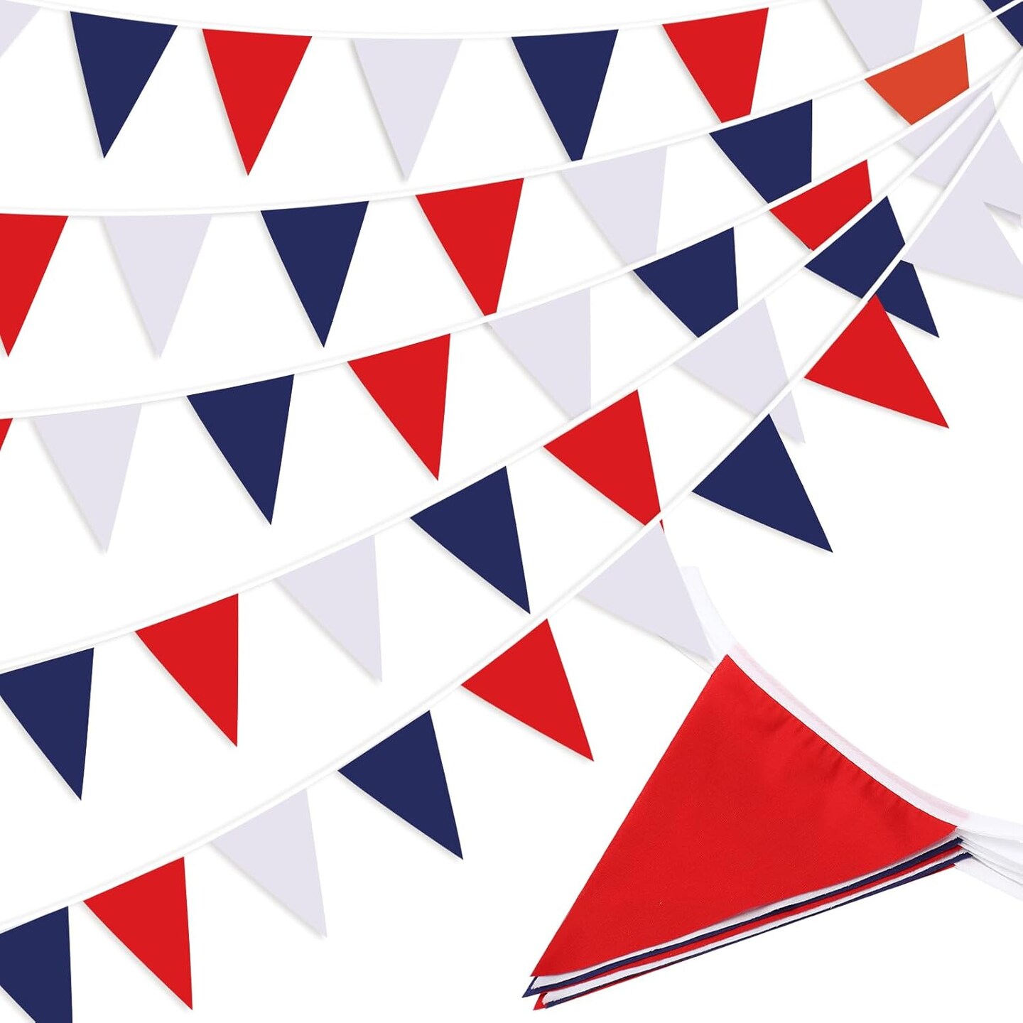 Red White and Blue Patriotic Pennant Banner Garland, for Fourth of July ...