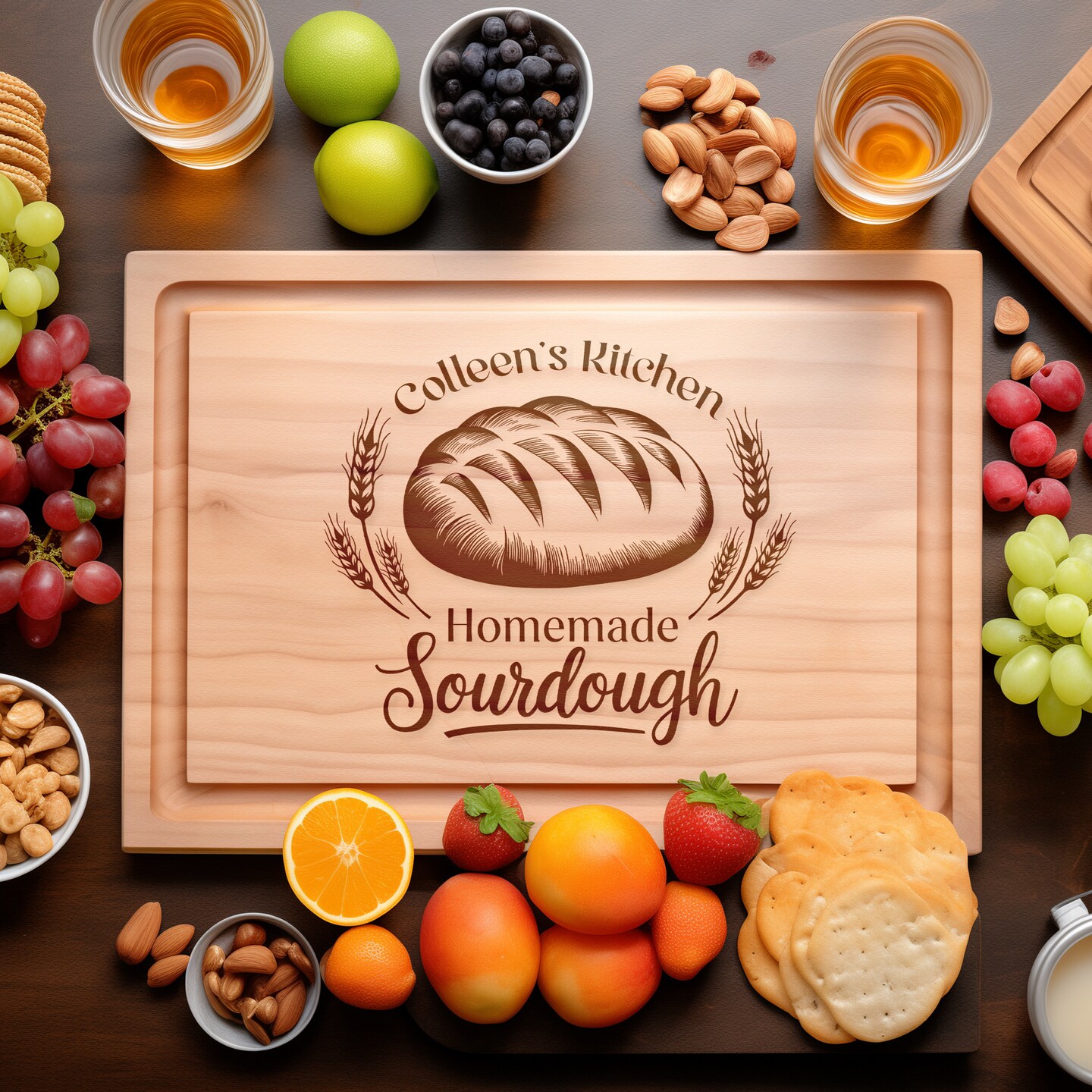 Personalized Sourdough Engraved Cutting Board, Fresh Bread Cheese Board ...
