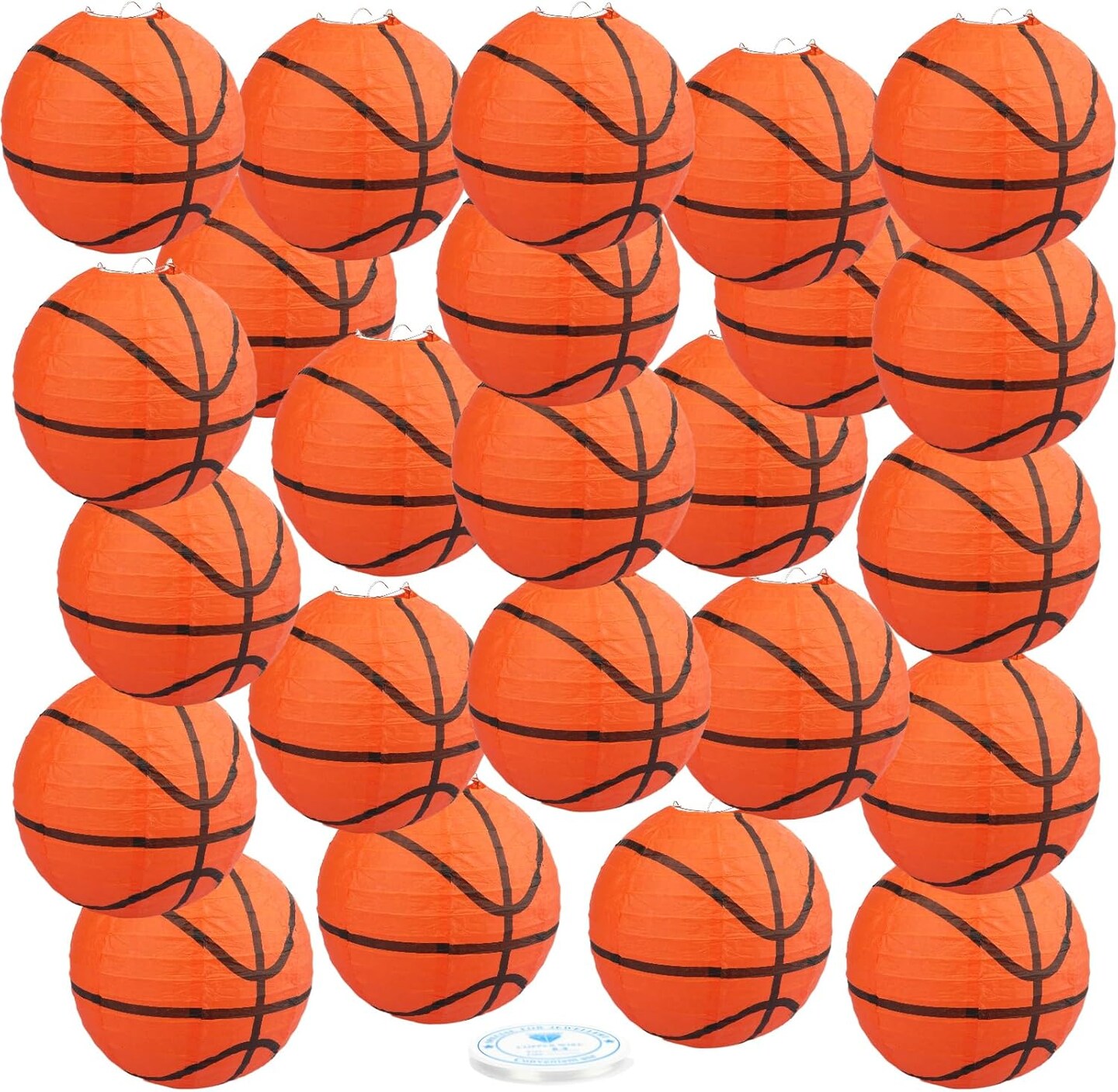 12 Pieces Basketball Paper Lanterns with Copper Wire 8 Inch Orange ...
