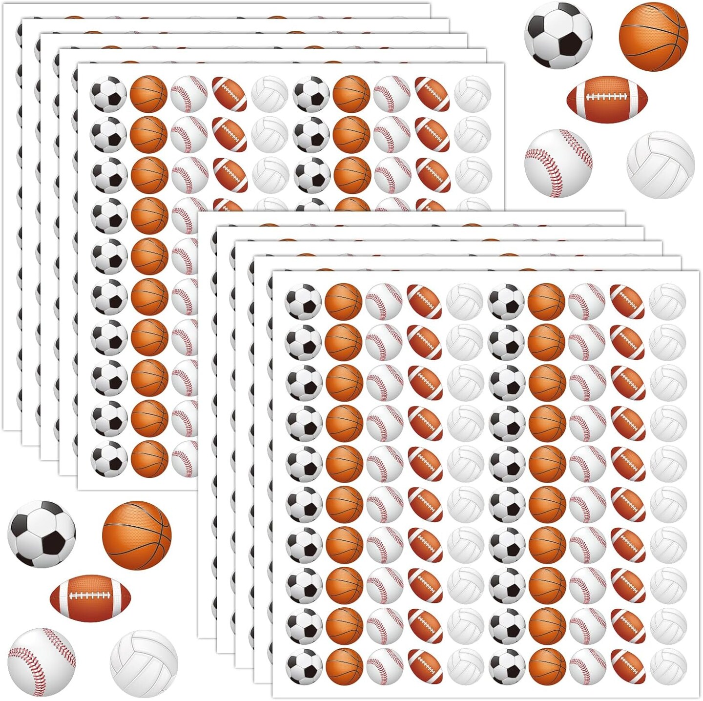 Mini 1000 Pcs Sports Ball Stickers for Kids Soccer, Football, Baseball ...