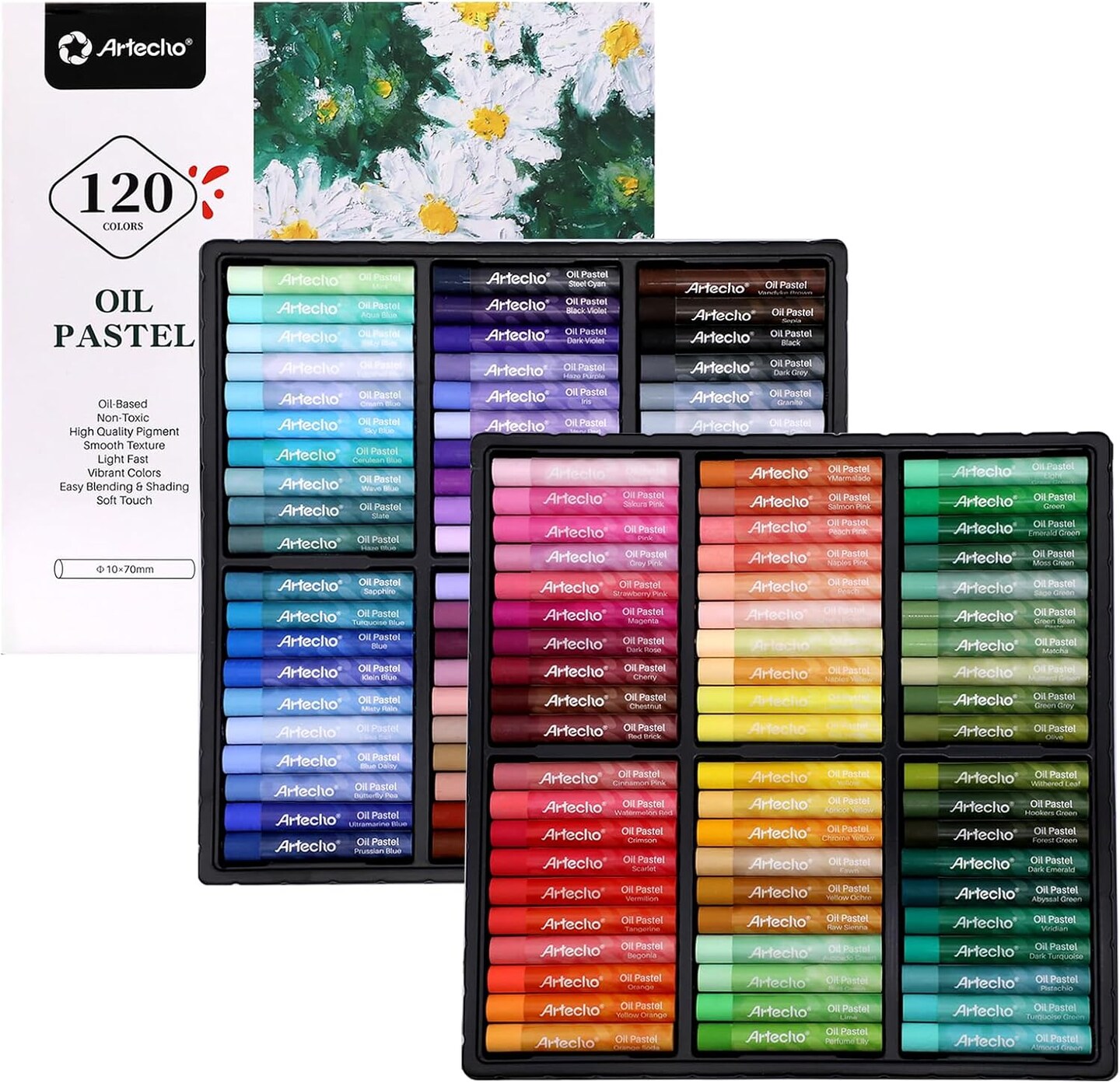 Oil Pastels Set of 120 Colors, Including 6 Neon Colors, Soft Oil ...