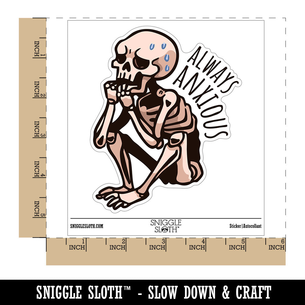Water Bottle Sticker Set Always Anxious Skeleton Nervous Sitting Cute ...