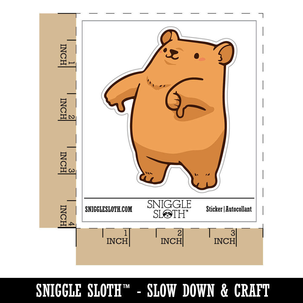 Water Bottle Sticker Set Thumbs Down Bear Cute Disagree Cute Waterproof ...
