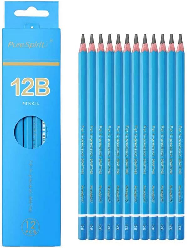 Sketch Pencils for Drawing 12B, 12pcs Softest and Darkest Professional ...