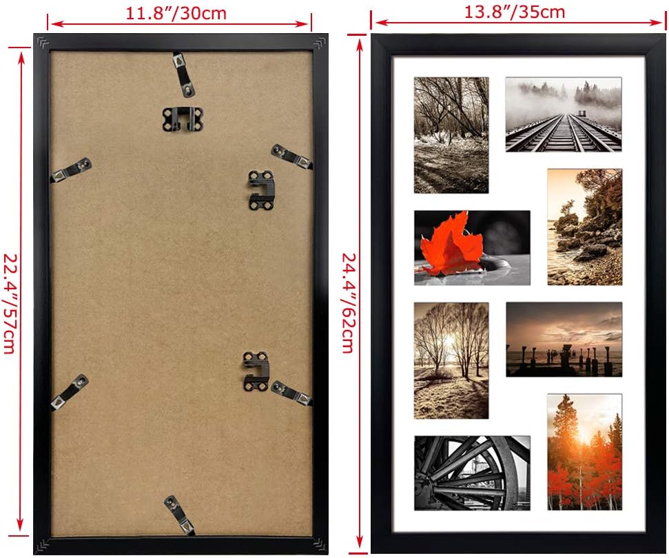 4x6 Black Collage Picture Frames Set of 2, 8 Openings Matted Collage Frame for 4x6 Pictures to ...