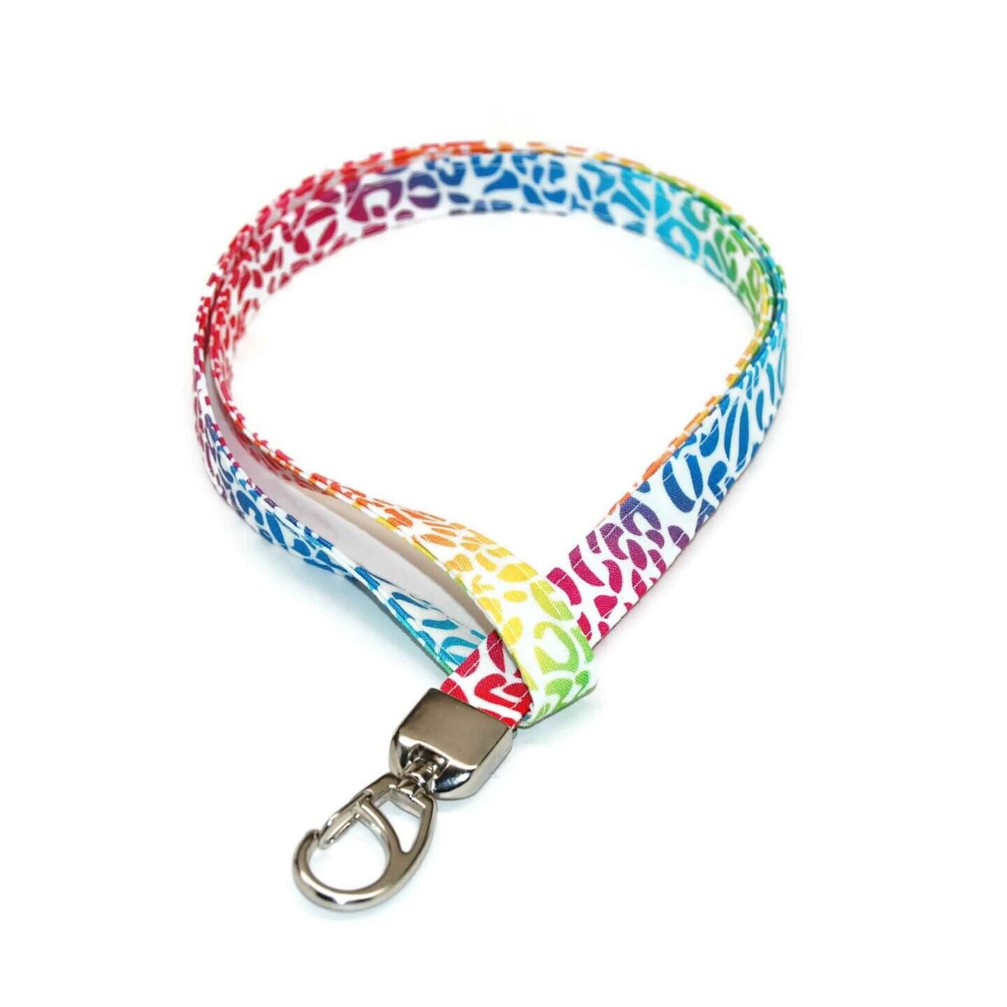 Rainbow Leopard Fabric Lanyard - Ombre Cheetah ID Badge Holder for Your ...