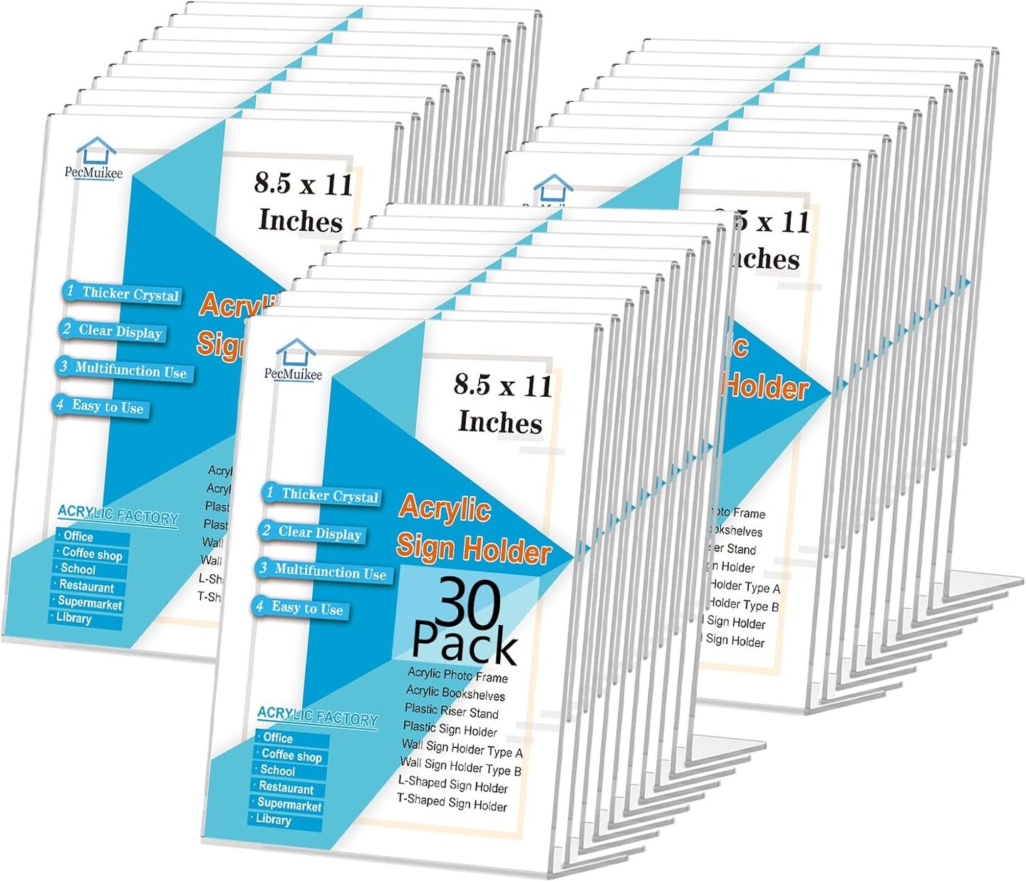 Acrylic Sign Holder 8.5X11, Desktop Slant Back Acrylic Sign Holder and ...