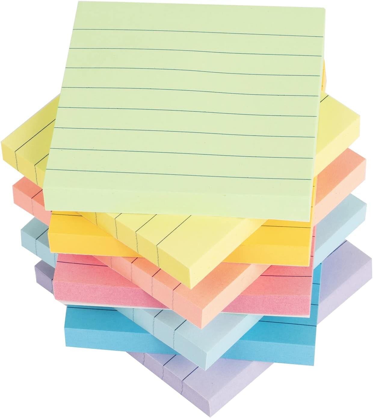 Lined Sticky Notes 3X3 in Pastel Ruled Post Stickies Colorful Super ...