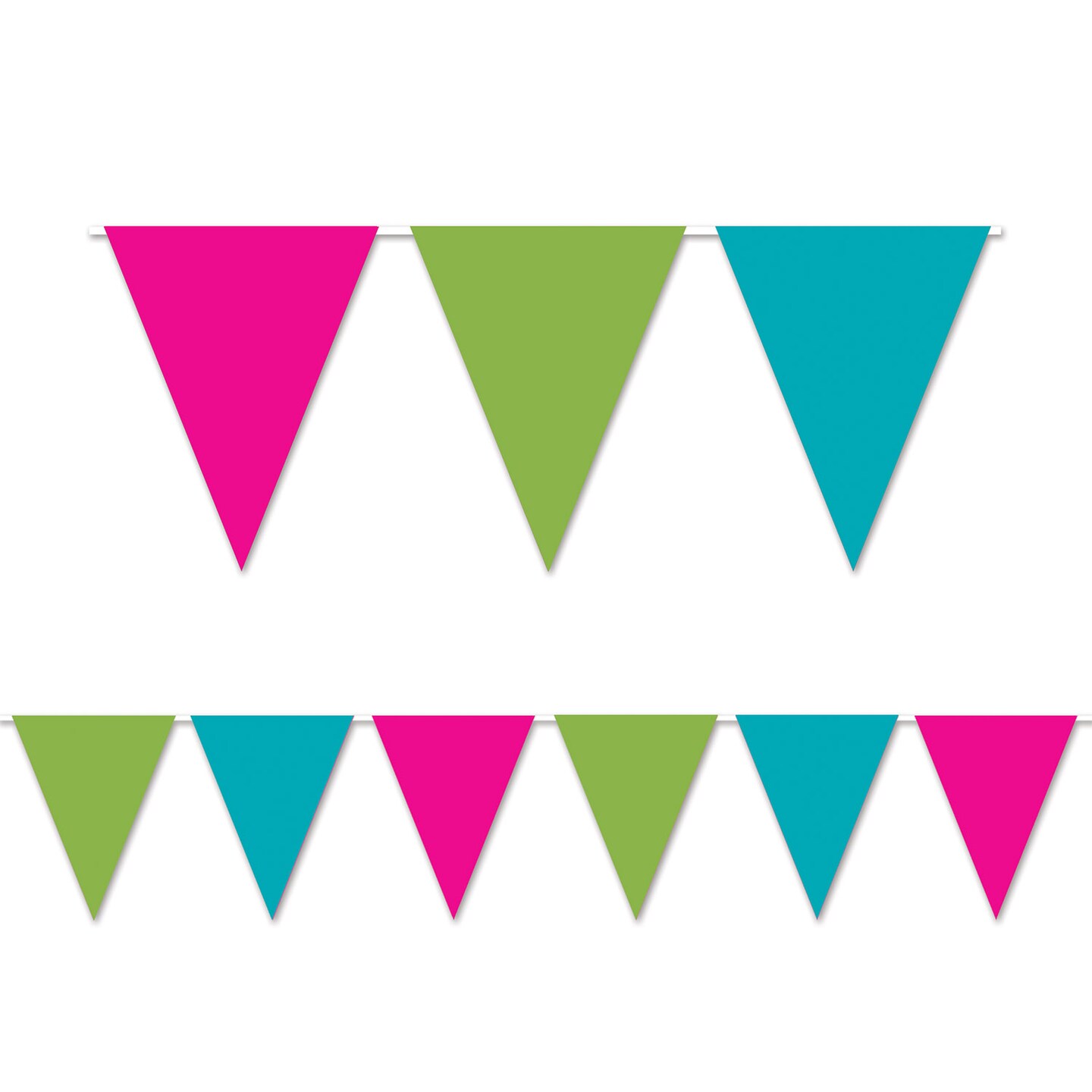 Beistle 11in. x 12Feet Cerise, Lime Green & Turquoise Pennant Banner ...