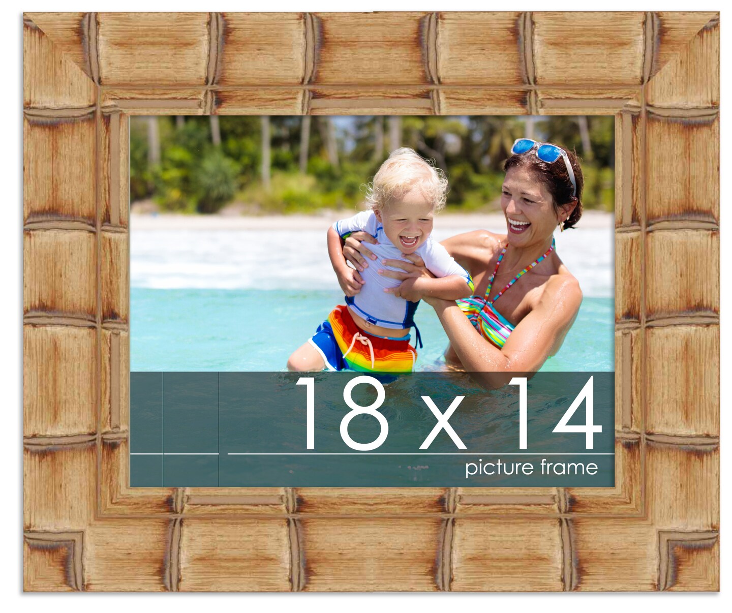 18x14 Wide Bamboo Picture Frame with UV-Resistant Acrylic & Acid Free ...