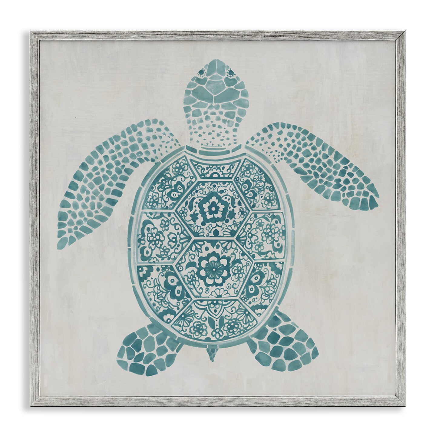 Stupell Industries Mediterranean Patterned Turtle Framed Giclee By ...