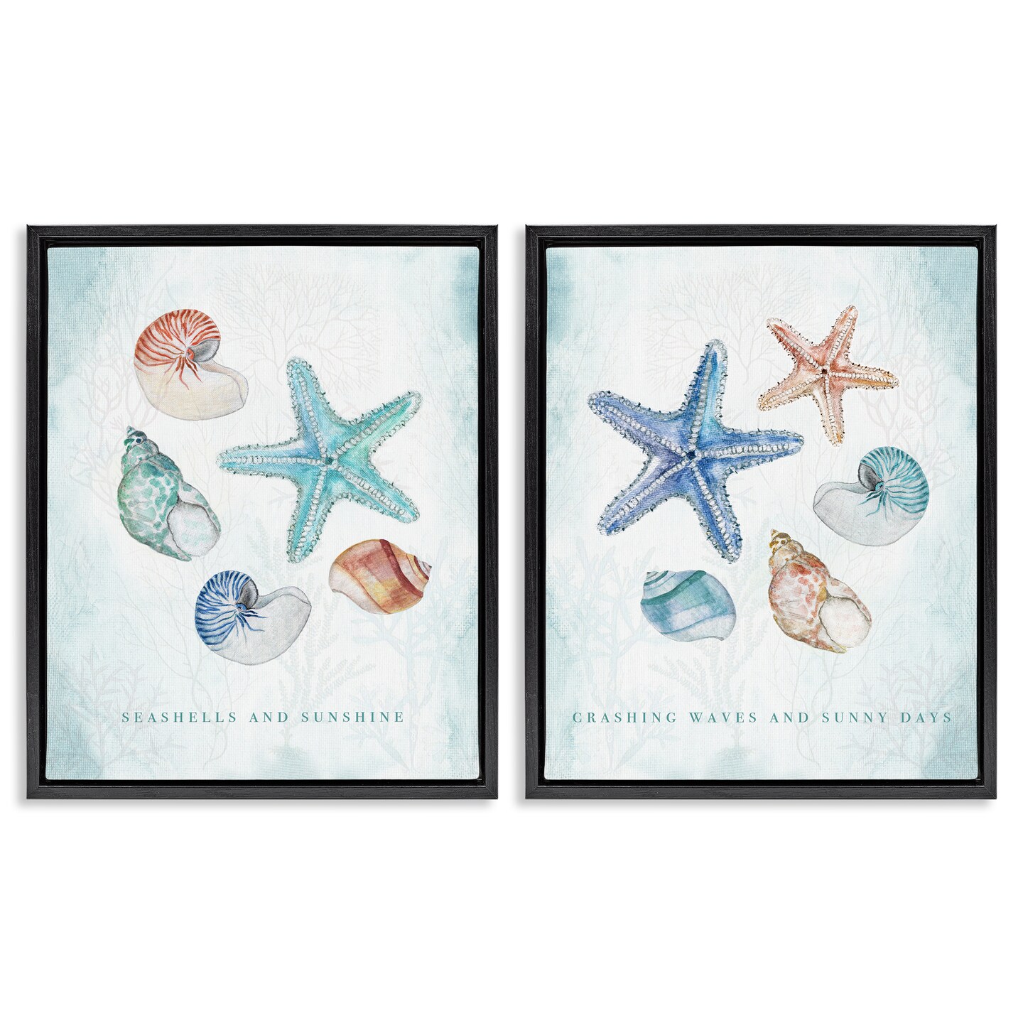 Stupell Industries Beach Themed Sayings 2pc Floating Frame Set By Janet ...
