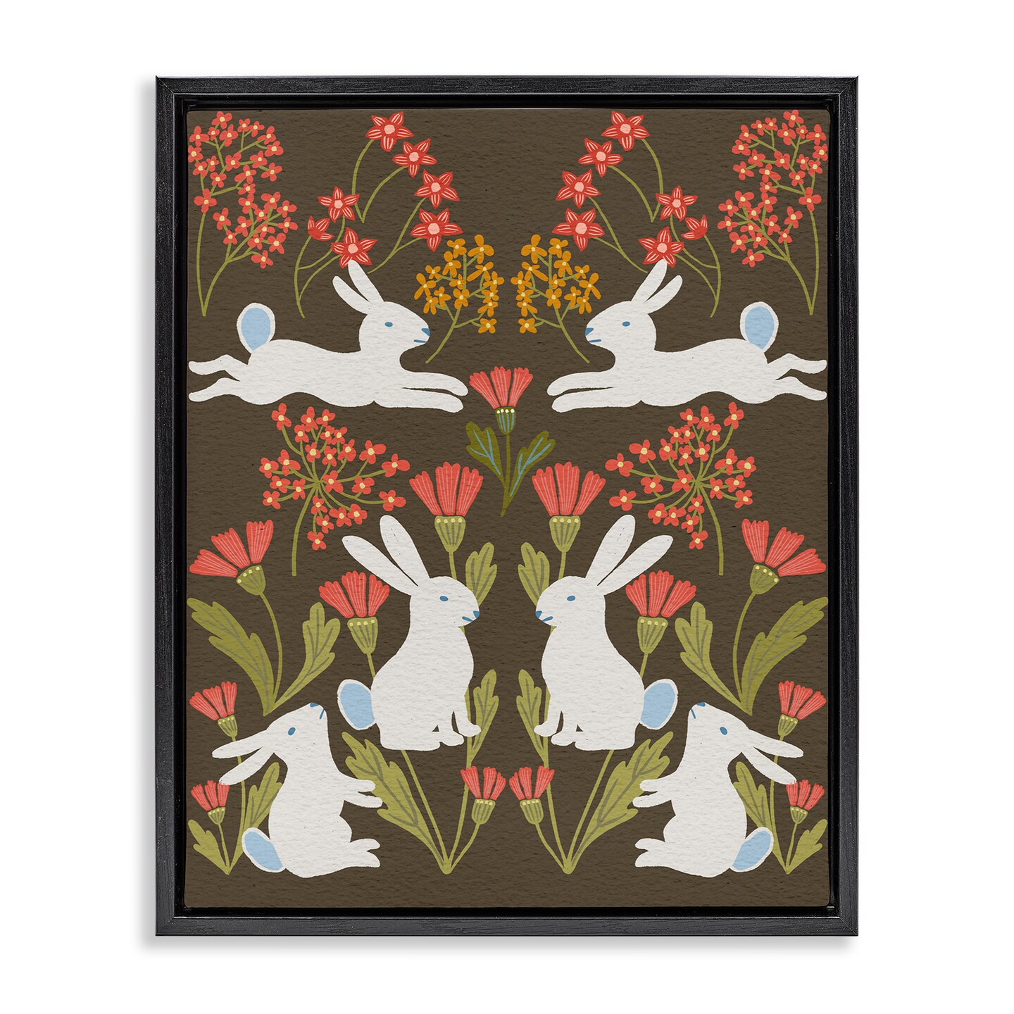 Stupell Industries Wild Spring Blooms & Rabbits Floating Frame By ...