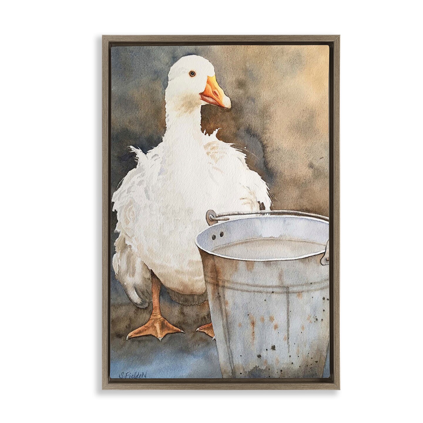 Stupell Industries Duck & Country Pail Floating Frame Design by ...