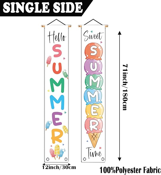 Hello Summer Door Banner Popsicles Colorful Ice Cream Front Door Banner ...