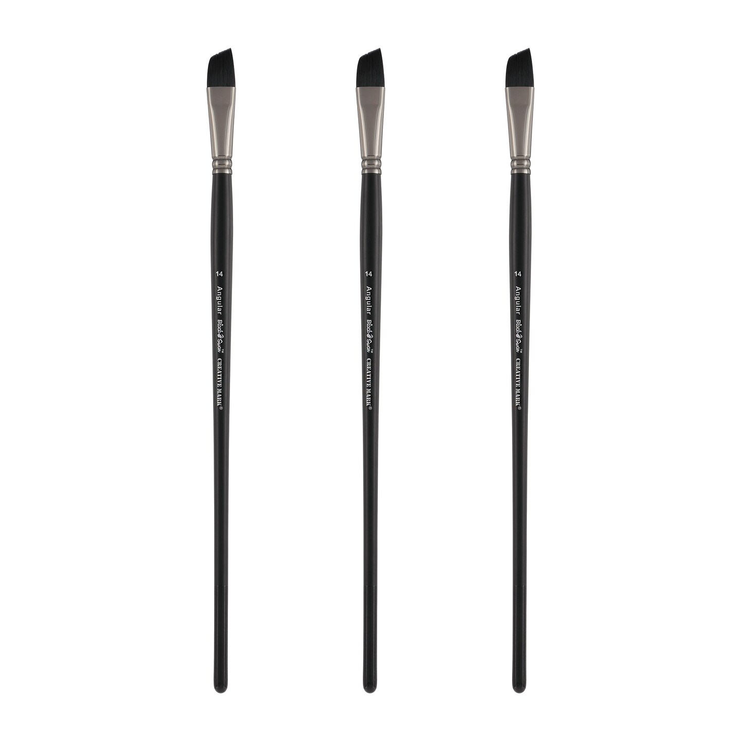 Black Swan Synthetic Red Sable Paint Brushes Angular Sets of 2- Professional Quality Long Handle ...