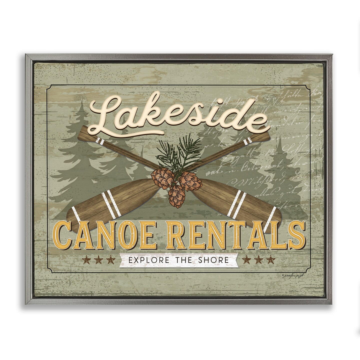 Stupell Industries Lakeside Canoe Rentals Floating Frame By Jennifer ...