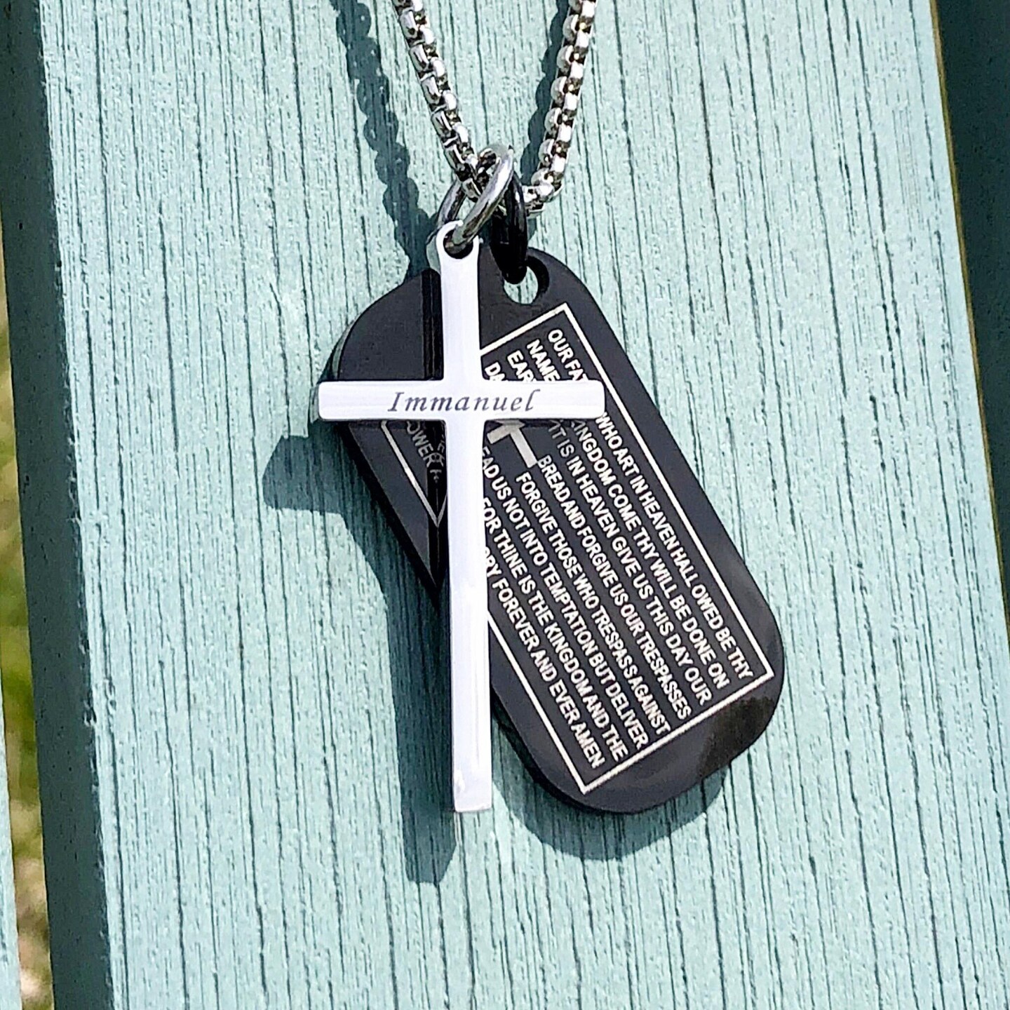 Silver Engraved Cross with Bible Verse Pendant Necklace, Free Gift Box ...