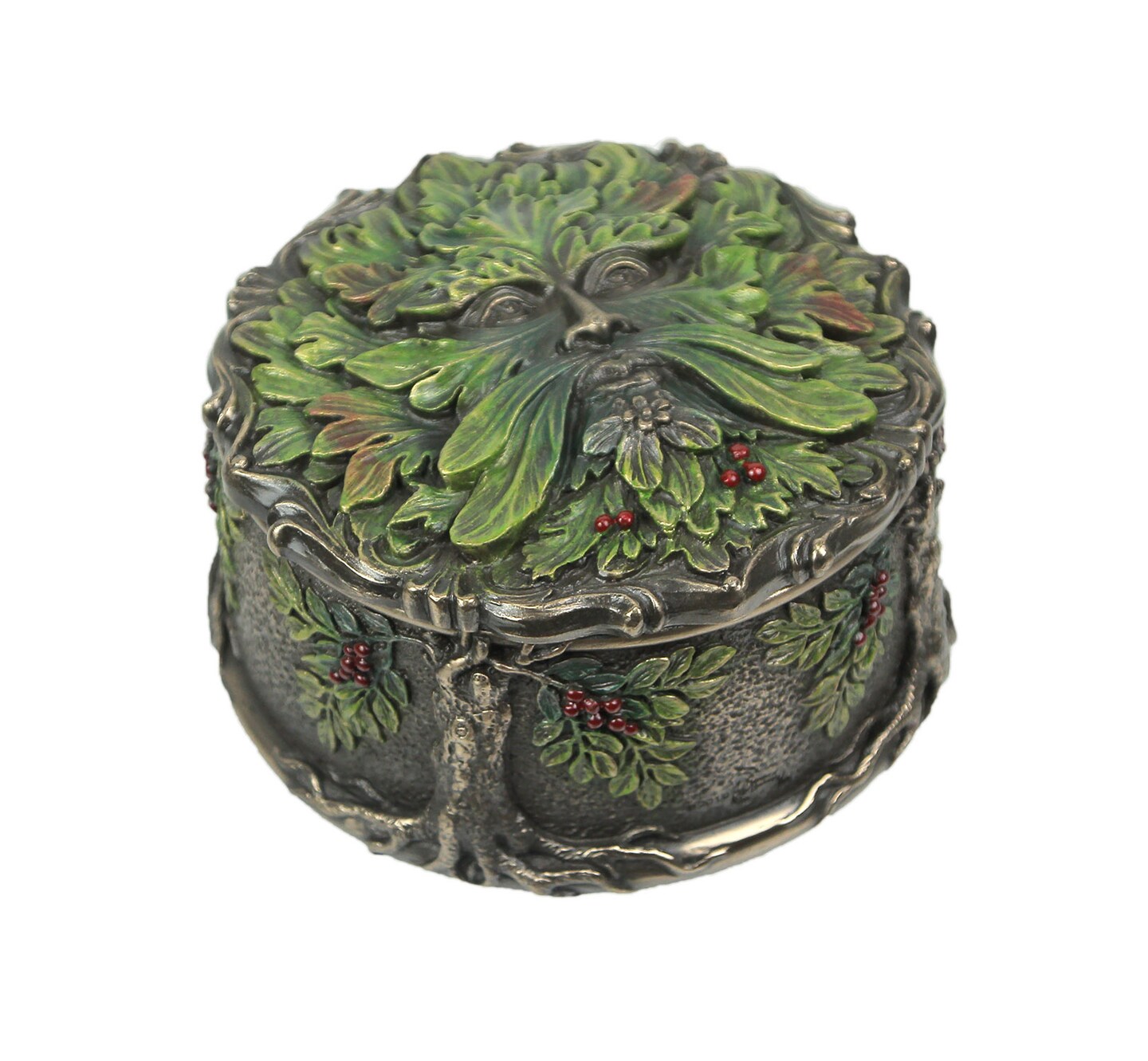 Celtic Green Man Harvest Berry Metallic Bronze Finished Trinket Box ...
