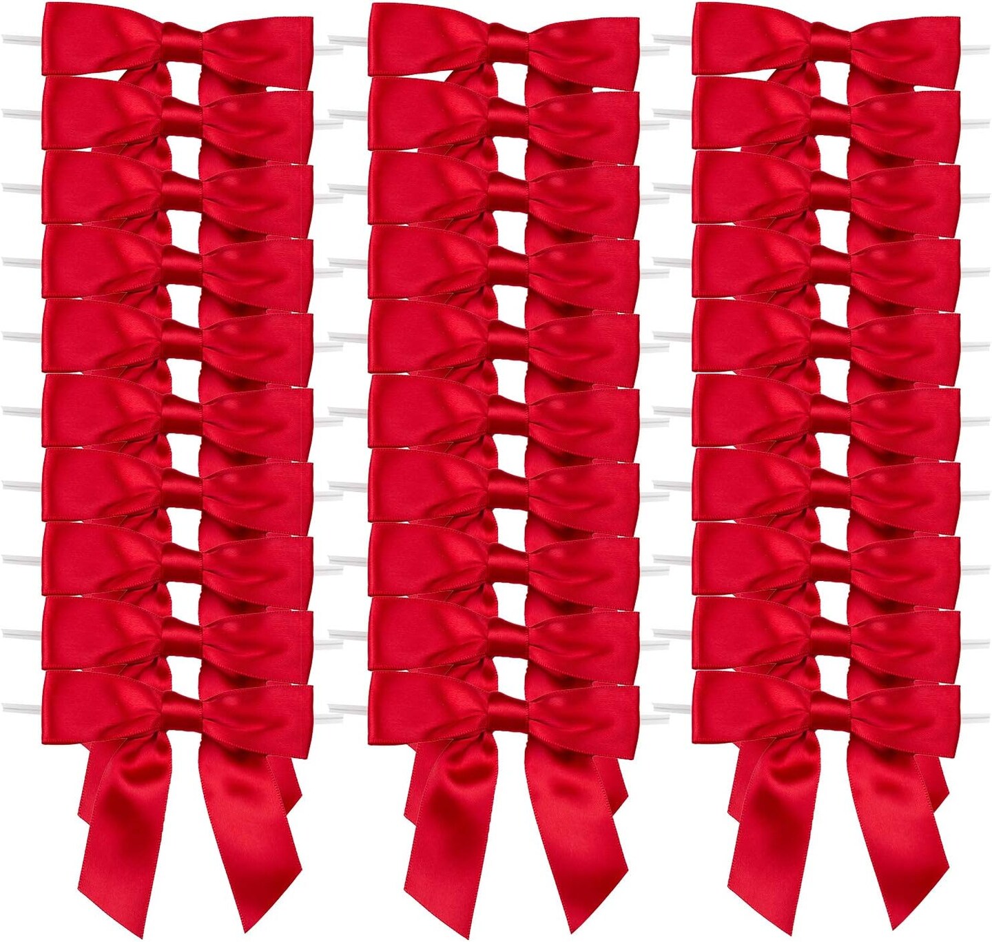 30pcs Boutique 2.5" Red Satin Ribbon Twist Tie Bows for Tying Up ...