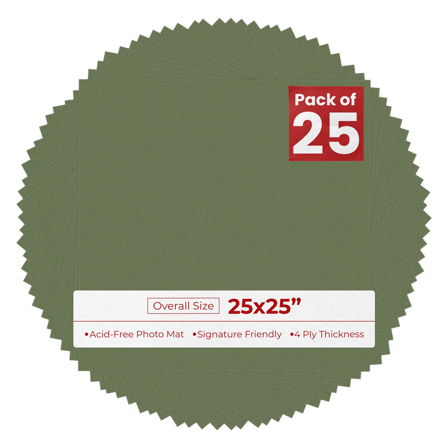 Dill Green 25x25 Uncut Mat Board - Blank Sheets, No Opening, Color ...