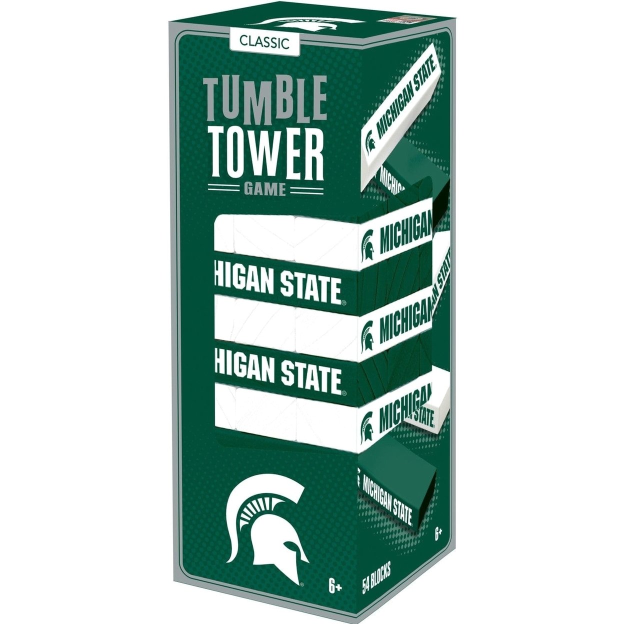 Michigan State Spartans Tumble Tower Game 54 Wooden Blocks Ncaa Team ...